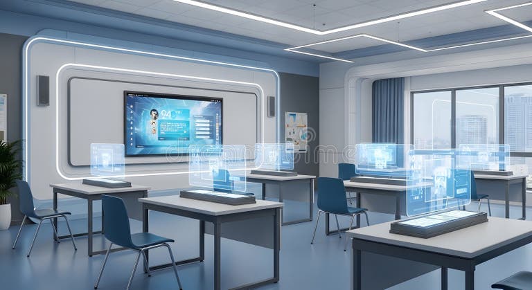 Futuristic Classroom: Holographic Learning Environment for Next Generation Education Stock Image ...