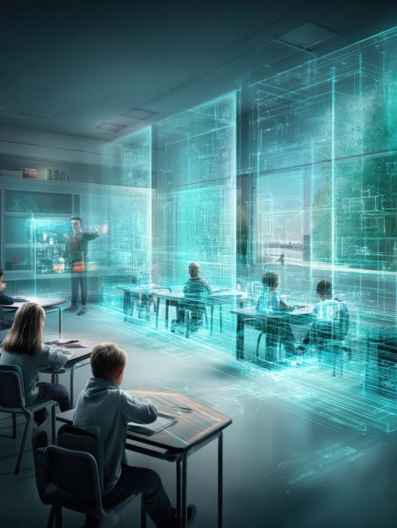 Futuristic Classroom with Interactive Holographic Teaching Assistant ...