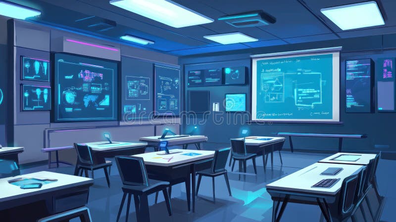 Futuristic Classroom: a Modern Learning Environment Stock Illustration ...