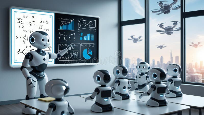 Futuristic Classroom Scene: Robot Teaching Smaller Robots in Advanced ...