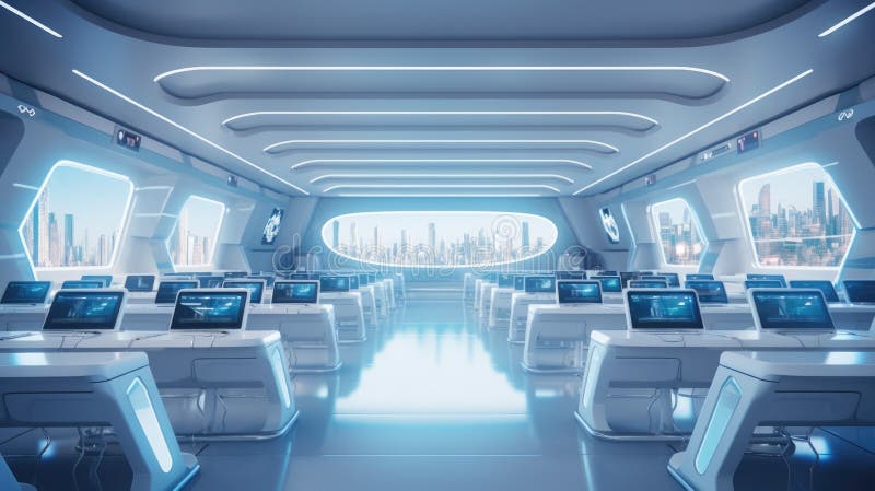 Futuristic Classroom in School of the Future. Classroom for Classes or ...