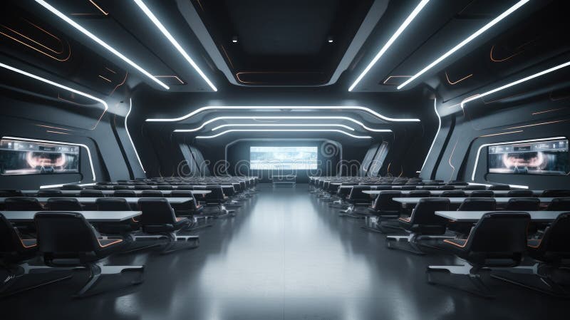 Futuristic Classroom in School of the Future. Classroom for Classes or ...