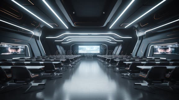 Futuristic Classroom in School of the Future. Classroom for Classes or ...