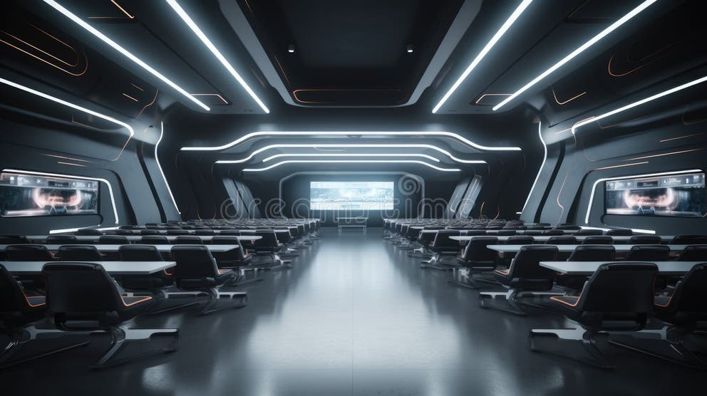 Futuristic Classroom in School of the Future. Classroom for Classes or ...