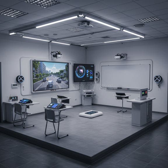 Futuristic Classroom or Training Room Equipped with Advanced Technology ...