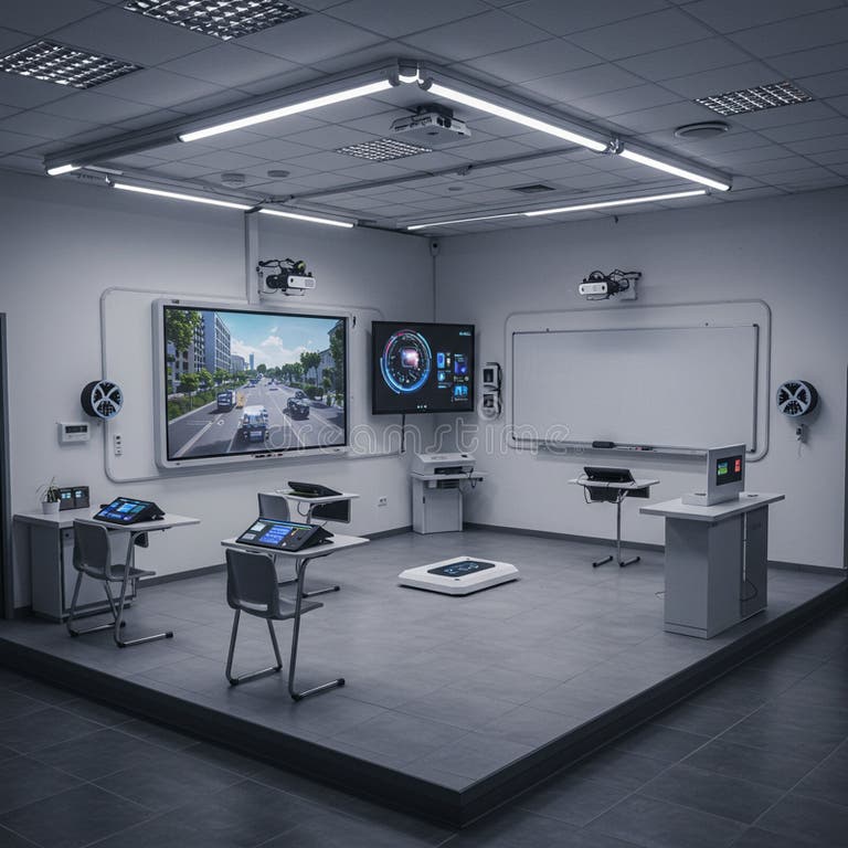 Futuristic Classroom or Training Room Equipped with Advanced Technology ...