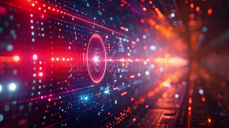 A Futuristic Classroom with Students Gathered Around Interactive ...