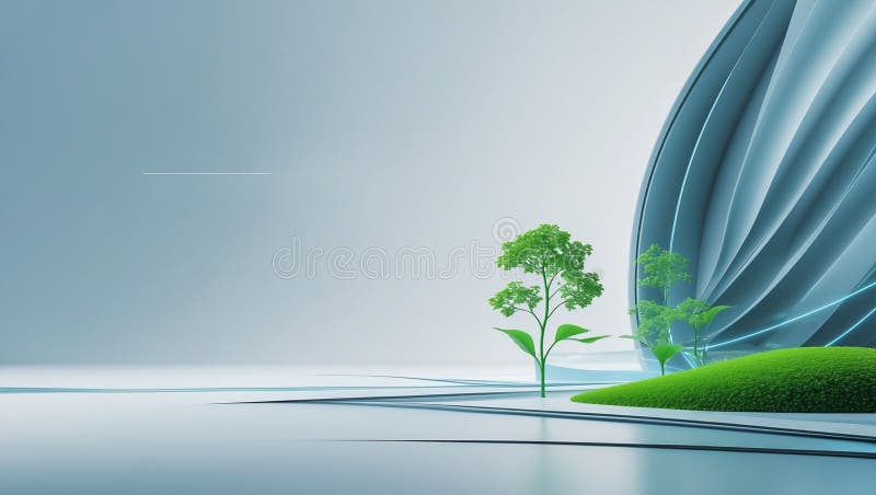 Futuristic Clean Energy Concept with Greenery Stock Illustration ...