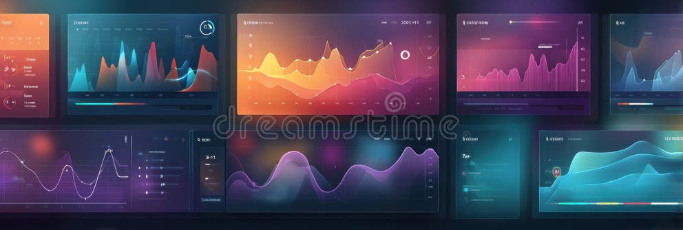 Futuristic Clean Interface Dashboard Displaying Vibrant Charts with a ...