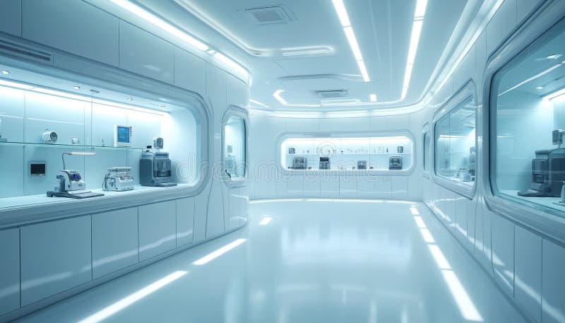 Modern Futuristic Science Lab Clean Tech Room Background Stock Photos ...