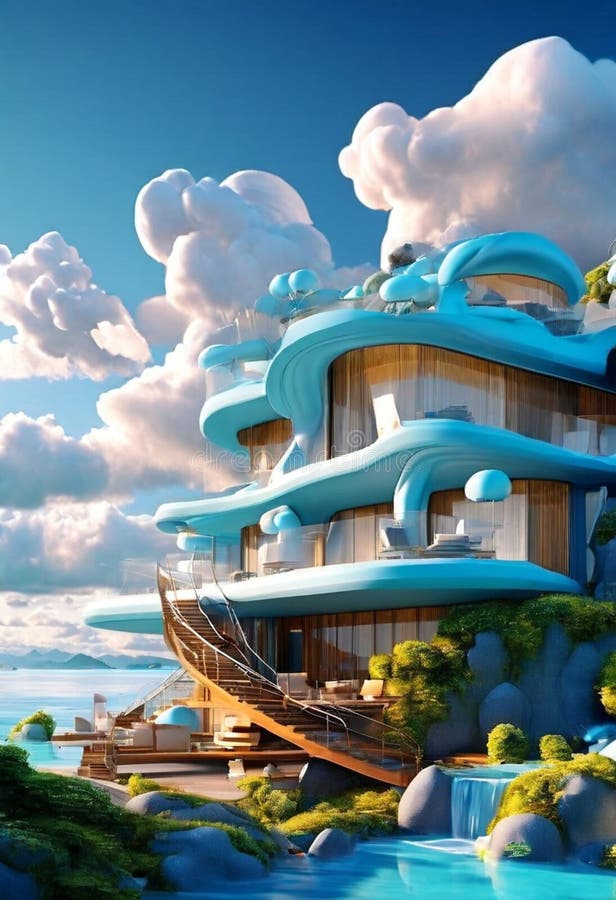 Futuristic Cliffside House with Cloud-like Exterior and Ocean View ...