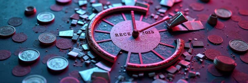 Futuristic Clock and Currency Concept with Metal Coins and Bars Stock ...