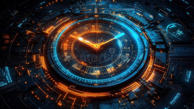 Futuristic Clock, Digital Interface, Time, Speed, Progress, Technology ...