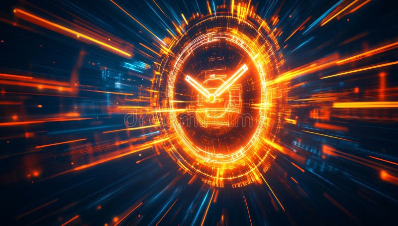 Futuristic Clock Digital Time Warp Abstract High Quality Image Stock ...