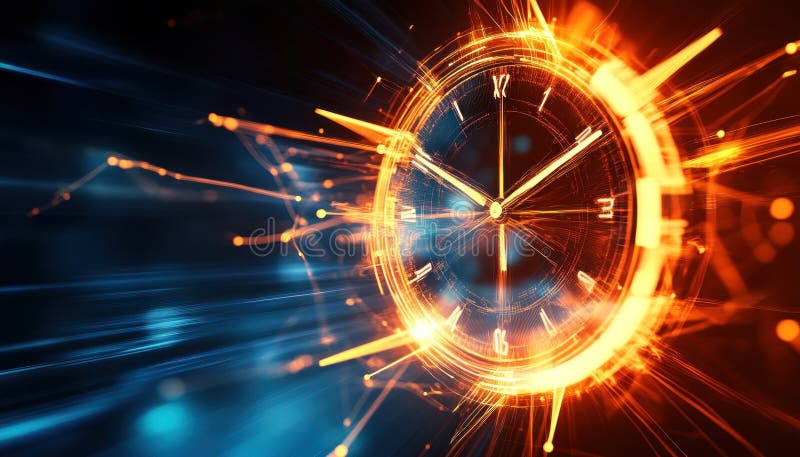Futuristic Clock Exploding with Light Speed Time Travel Concept Stock ...