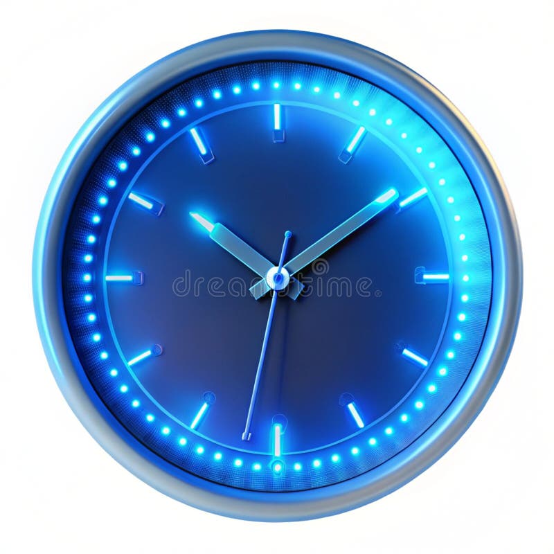 Floating Glowing Clock with Rotating Hands and Glowing Digits Stock ...
