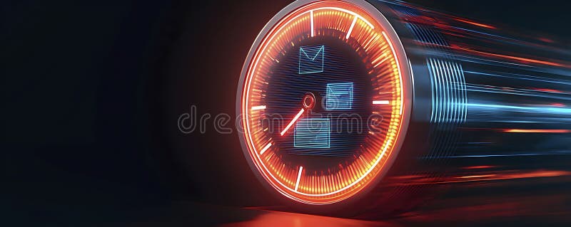 Futuristic Clock with Neon Elements and Motion Blur Stock Illustration ...
