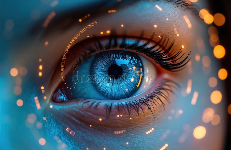 Futuristic Close-up Eye with Digital Elements. Symbolizing Data ...