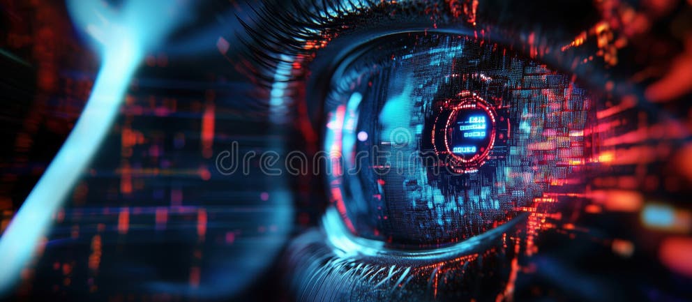 Futuristic Close-up of a Human Eye with Digital Interface and Data ...