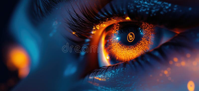 Futuristic Close-up of Human Eye with Glowing Digital Elements and ...