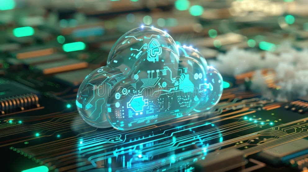 A Futuristic Cloud Computing.AI Generated Image Stock Photo - Image of cybersecurity, technology ...