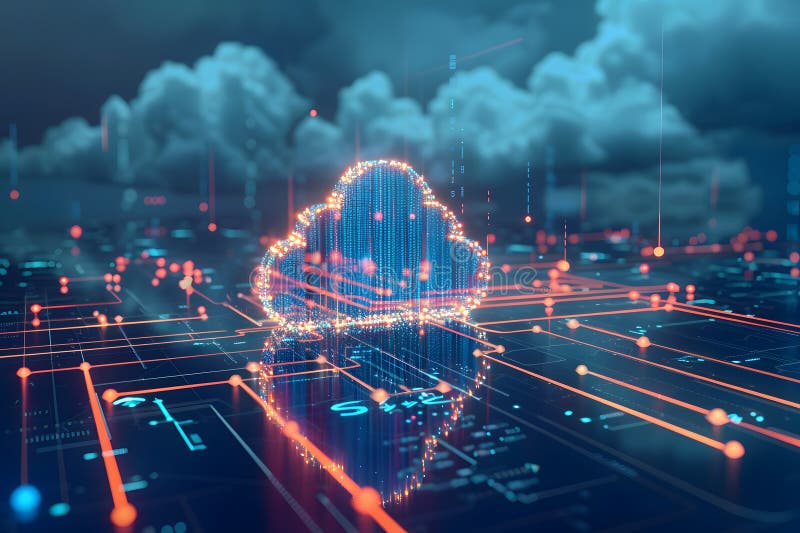Futuristic Cloud Computing Concept on Digital Background Stock ...