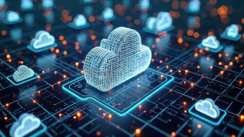 Futuristic Cloud Computing Concept with Digital Circuit Board and ...