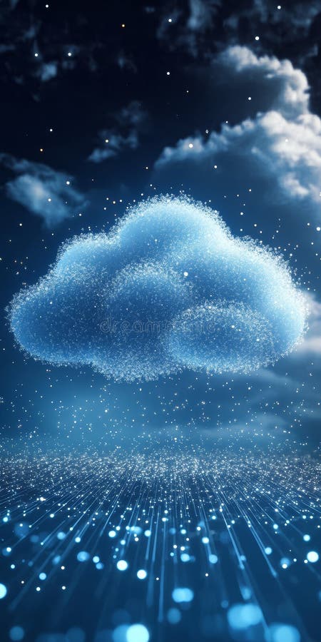 Futuristic Cloud Computing Concept with Digital Data Streaming in a Virtual Sky Stock ...
