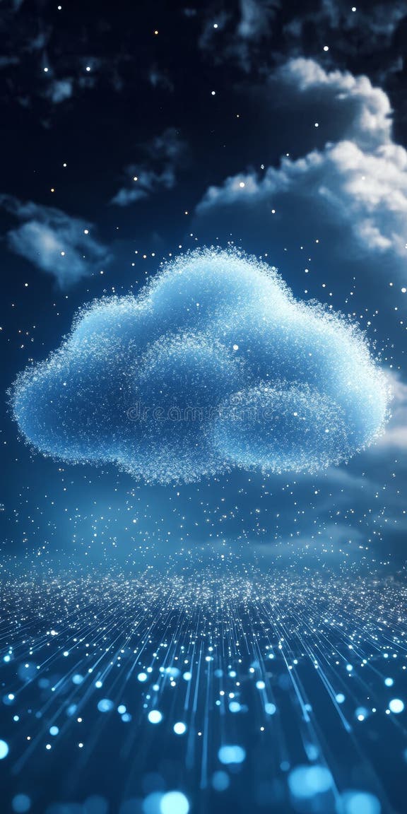 Futuristic Cloud Computing Concept with Digital Data Streaming in a ...