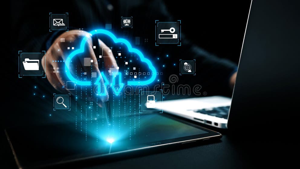 Futuristic Cloud Computing Concept with Digital Data Transfer and ...