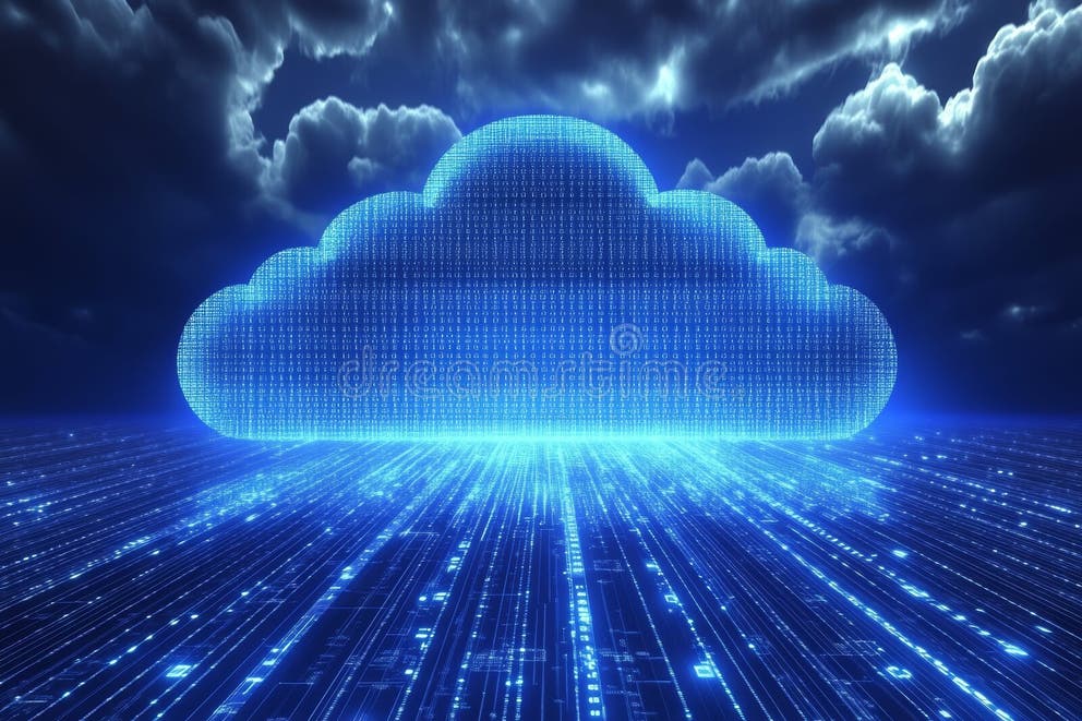 Futuristic Cloud Computing Concept with Digital Network and Data Visualization Stock ...