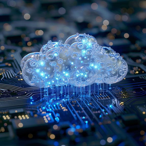 Futuristic Cloud Computing Concept with Glowing Circuits. Stock ...