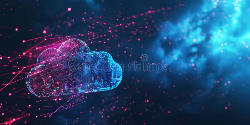 Futuristic Cloud Computing Concept with Glowing Digital Cloud Symbol and Network Connections in ...