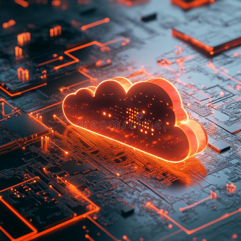 Futuristic Cloud Computing Concept on High-Tech Circuit Board Stock Illustration - Illustration ...
