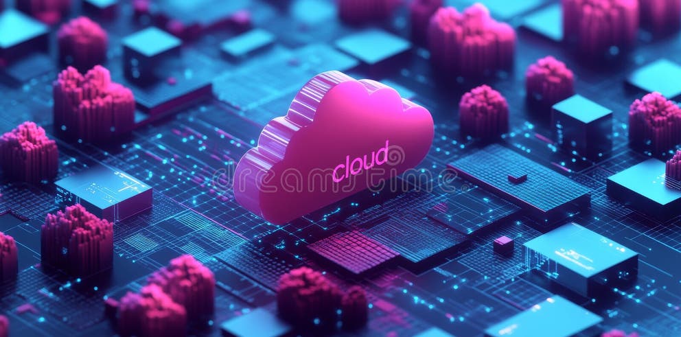 Futuristic Cloud Computing Concept Illustration, Dar Stock Photo ...