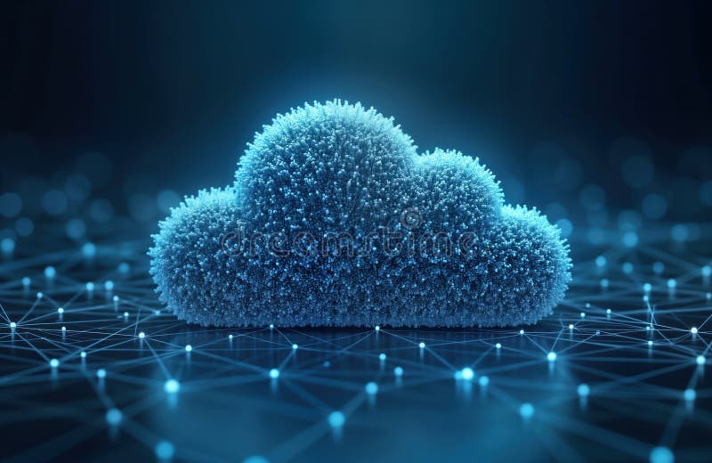 Futuristic Cloud Computing Concept Image Shows Large Cloud Icon in ...