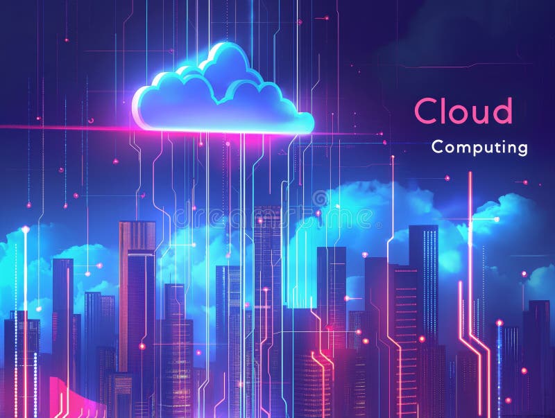 Futuristic Cloud Computing Concept Over Cityscape Stock Photo - Image ...