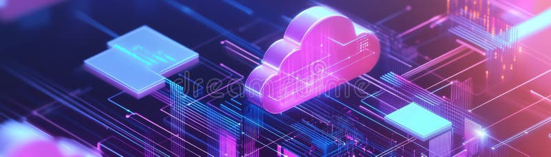 Futuristic Cloud Computing Concept with Vibrant Colors, Digital ...