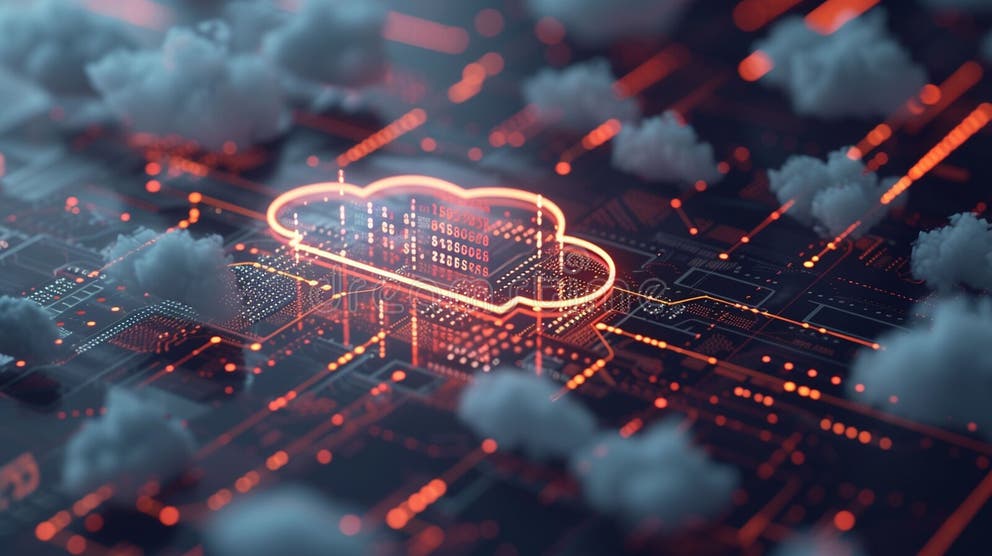 Futuristic Cloud Computing Concept with Vibrant Data Streams. Stock Photo - Image of data ...