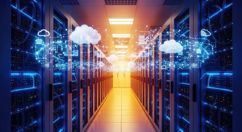Futuristic Cloud Computing and Data Center Infrastructure Cloud Data Server Data Storage Cloud ...