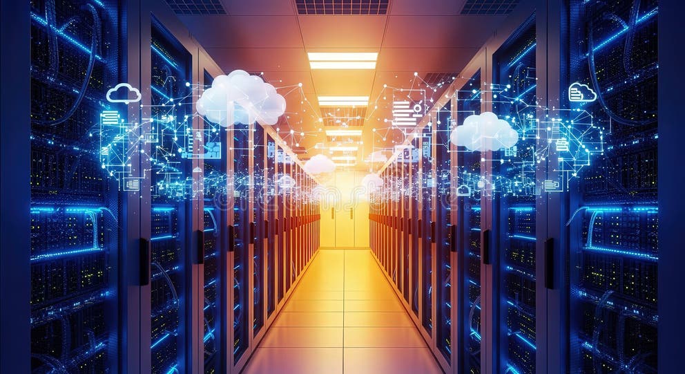 Futuristic Cloud Computing and Data Center Infrastructure Cloud Data Server Data Storage Cloud ...