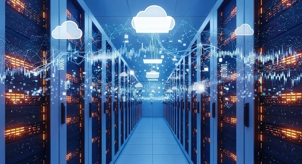 Futuristic Cloud Computing and Data Center Infrastructure Cloud Data Server Data Storage Cloud ...