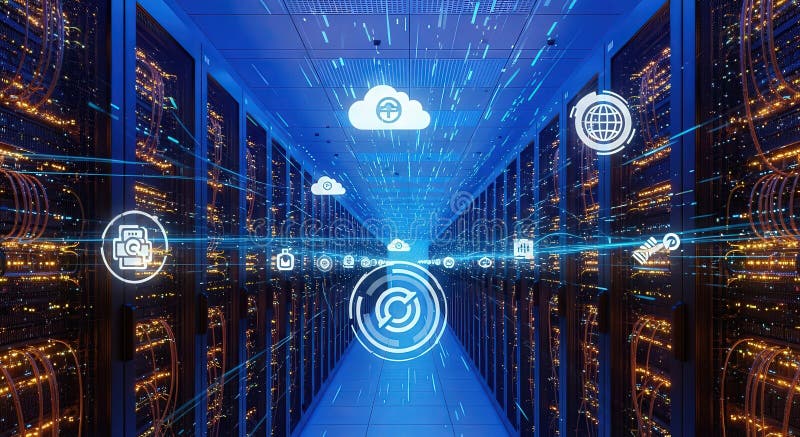 Futuristic Cloud Computing and Data Center Infrastructure Cloud Data Server Data Storage Cloud ...