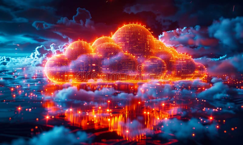 Futuristic Cloud Computing and Data Transfer Concept with Glowing Connections in a Digital ...