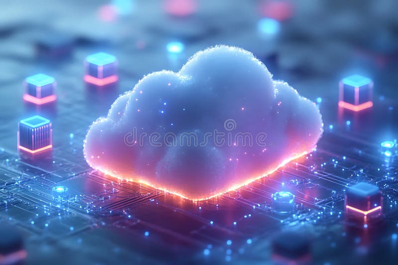 Futuristic Cloud Computing Digital Data Server Network Concept Stock Illustration - Illustration ...