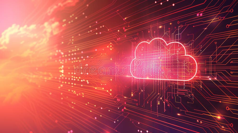 Futuristic Cloud Computing Frame Border Background with Digital ...