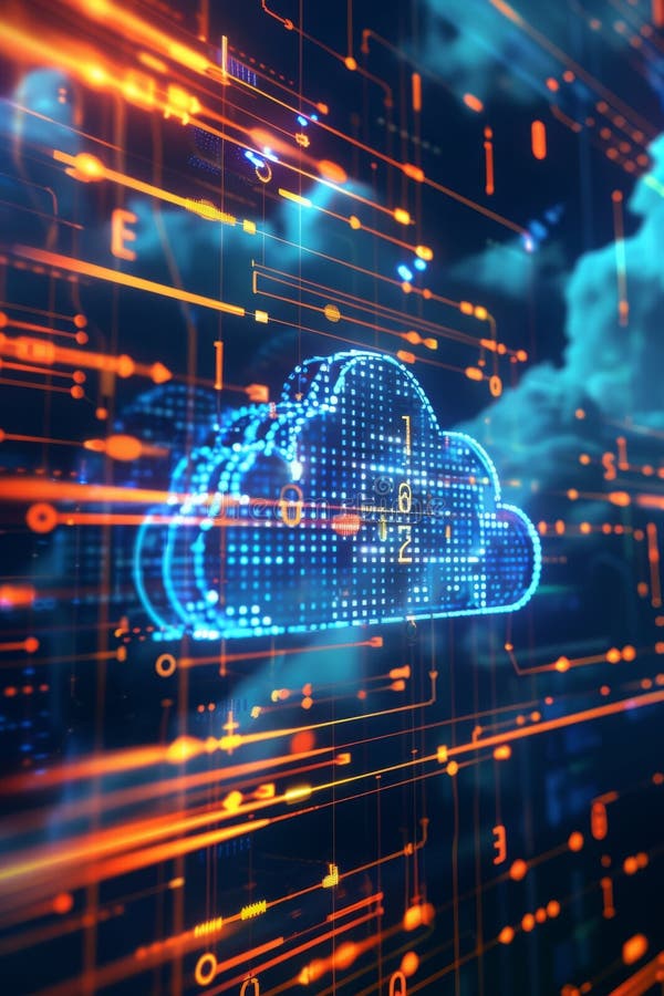 Futuristic Cloud Computing Graphic Binary Backdrop Tech Innovation Stock Photo - Image of cloud ...