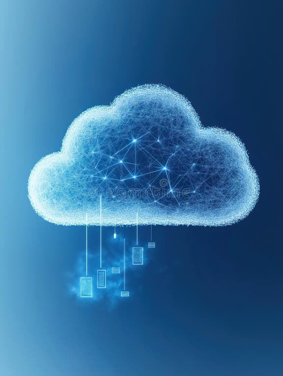 Futuristic Cloud Computing Infrastructure Visualized. Virtual Machines ...