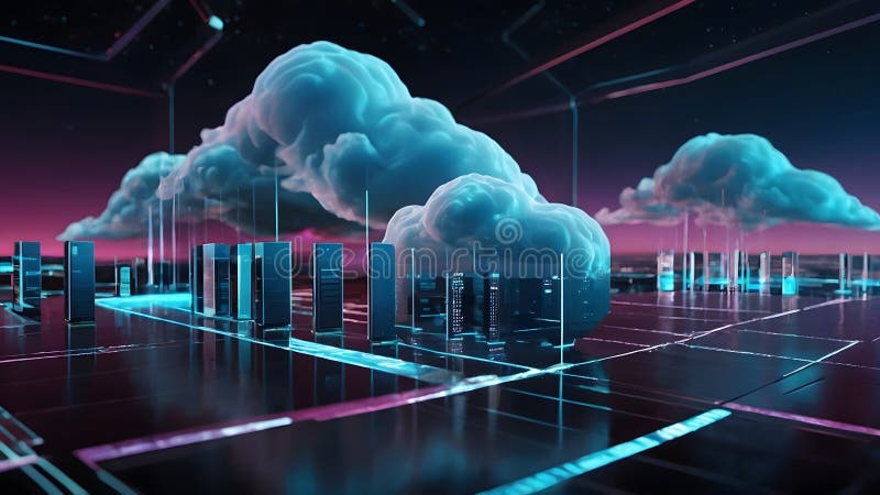 Futuristic Cloud Computing Landscape Stock Photo - Image of landscape ...
