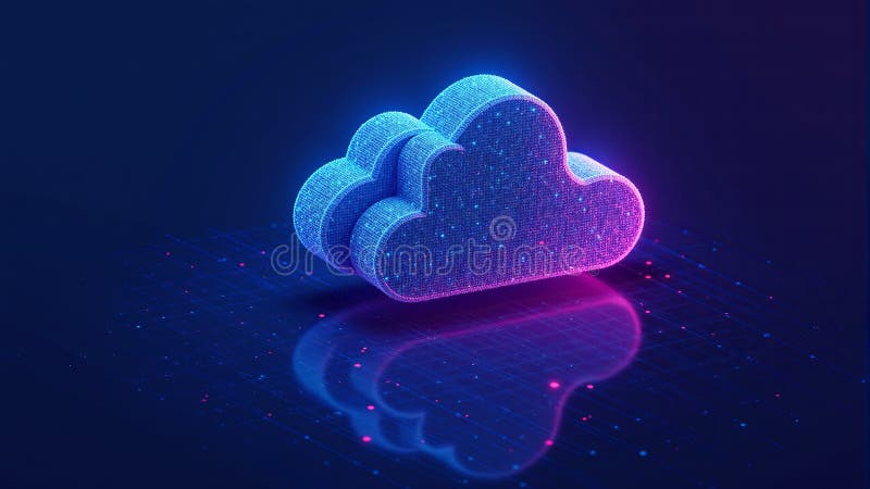 Futuristic Cloud Computing with Neon Lighting Stock Illustration ...